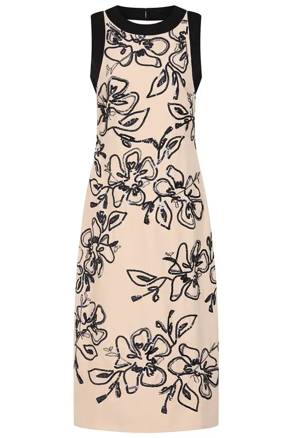 FROCK AND FRILL Floral Sequin Midi Dress - Black