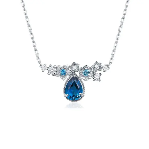 AZURA JEWELRY NEW YORK London Blue Topaz Necklace - Silver