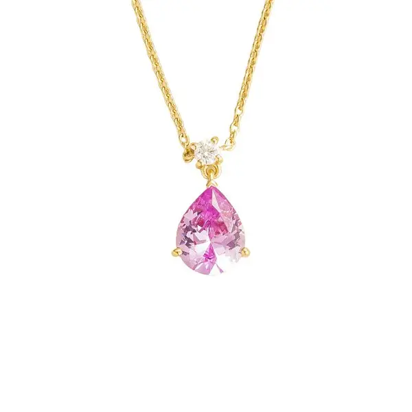 JUVETTI  Ori Pendant Necklace With Pink Sapphire And Diamond In Gold Vermeil - Gold/white/pink