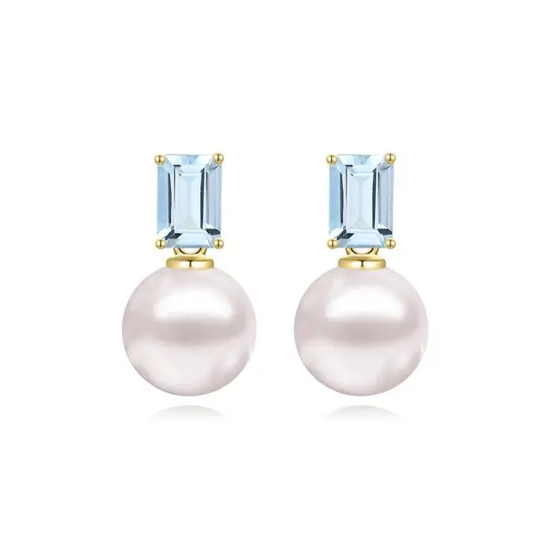 KAI FINE JEWELRY Convertible Aquamarine And Pearl Drop Earrings In 14k Yellow Gold - Blue/gold/white