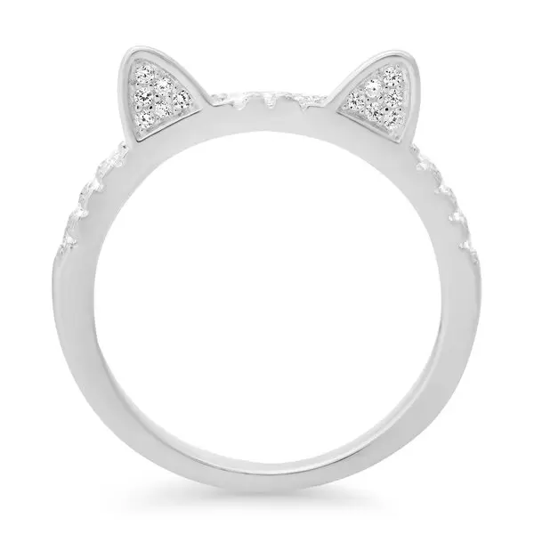 KYLIE HARPER Sterling Kitty Cat Band Ring - Silver