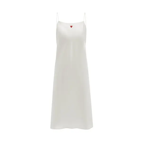 Not Just Pajama Little Heart Silk Slip Dress - White