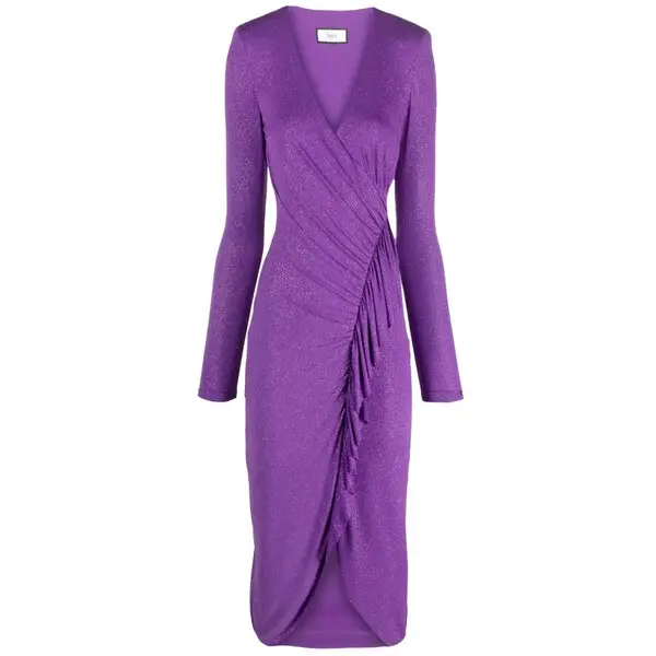 NISSA Ruffled Midi Dress - Purple