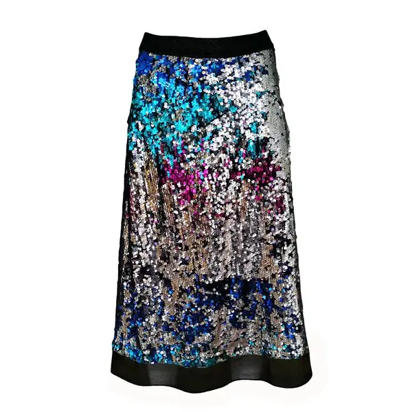 LALIPOP DESIGN Double-sided Sequin-embellished A-line Midi Skirt
