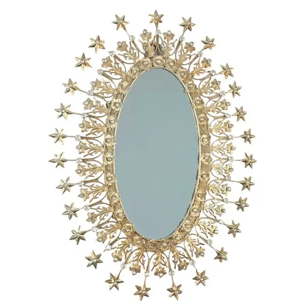 LILA RASA Oval Shape Jewelled Wall Mirror - Gold