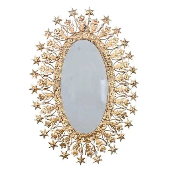 LILA RASA Oval Shape Jewelled Wall Mirror - Gold