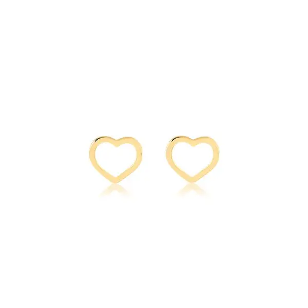 SOLIO JEWELLERY 18k Solid Gold Mini Heart Stud Earrings - Gold/yellow