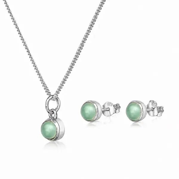 THE JEWELLERY STORE LONDON Aqua Chalcedony Jewellery Set - Blue/silver