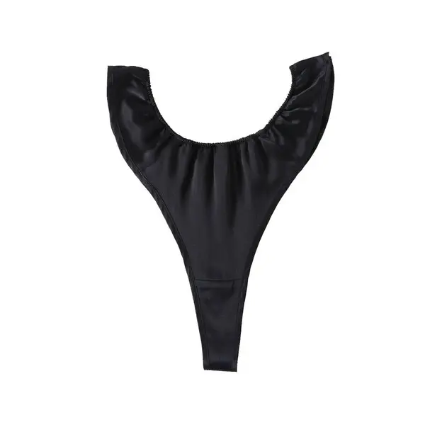 SOFT STROKES SILK Set Of Two Pure Mulberry Silk T-string Pantie - Black