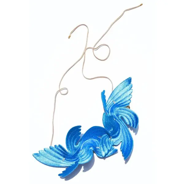 NANA WATANABE Sculptural Embroidered Statement Necklace - Blue