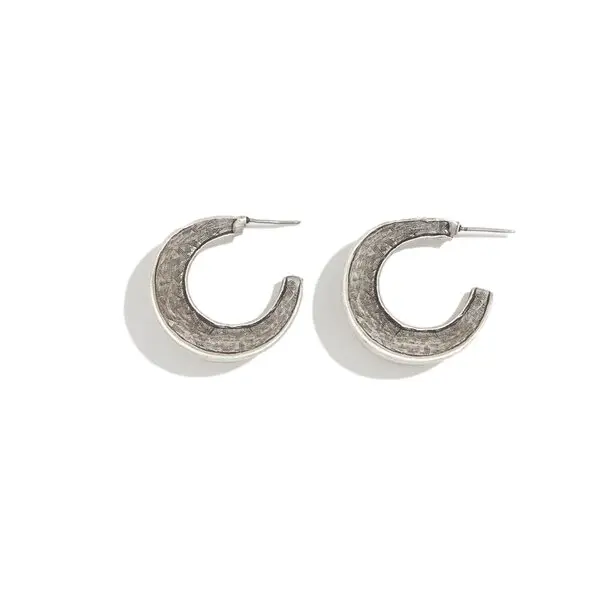 Lovard Carved Hoop Earrings - Silver