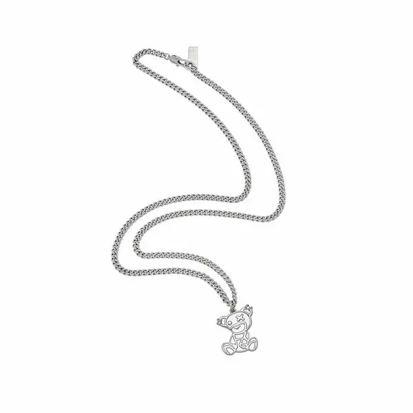 POTOSKA Teddy Bear Pendant Necklace - Silver
