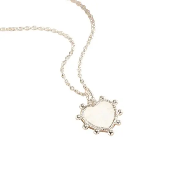 POSH TOTTY DESIGNS Sterling Beaded Heart Charm Necklace - Silver