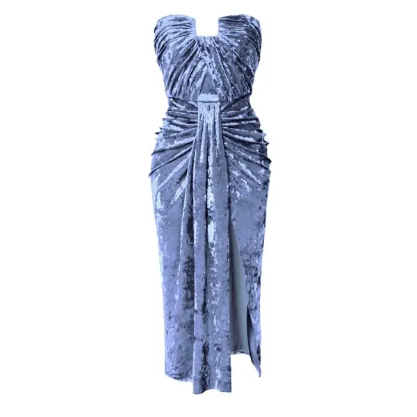 AGGI BY HALEWSKI Bella Forget-me-not Velvet Midi Dress - Blue