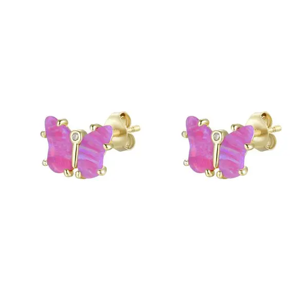 KAMARIA Opal Butterfly Stud Earrings - Pink