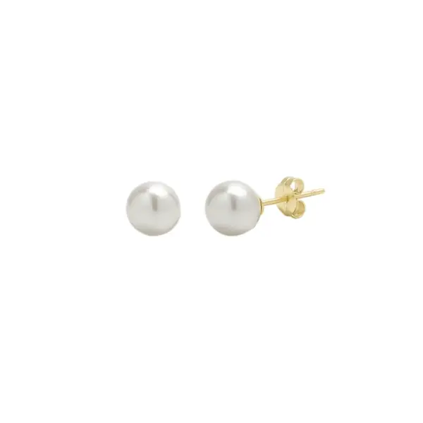 SPERO LONDON 9ct Solid Pearl Stud Earrings - Gold