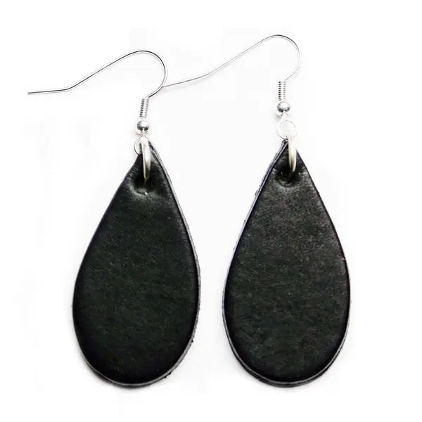 N'DAMUS LONDON Auricle Leather Drop Earrings - Black