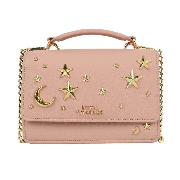 LUNA CHARLES Nova Star Studded Crossbody Bag - Orange