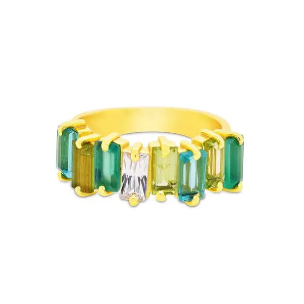 GEM BAZAAR JEWELLERY Gold Kiara Band Ring - Gold/green