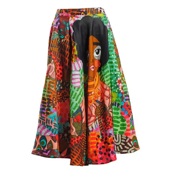 A.NTY STORY Lady Shani Printed A-line Flare Skirt - Red