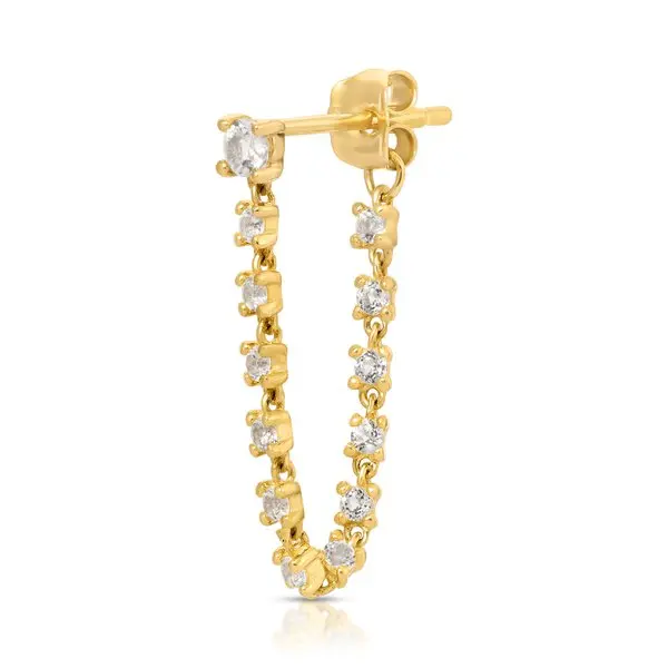 Maya Brenner Designs White Topaz Chain Drop Earring - Gold