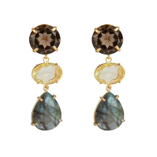 Bounkit Christa Clip-on Earrings - Brown/yellow