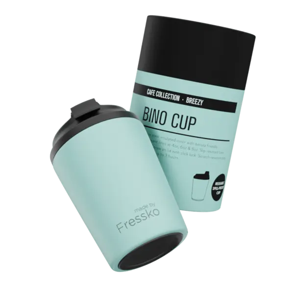 FRESSKO Bino 8oz / 227ml Reusable Coffee Cup, Stainless Steel Breezy - Blue