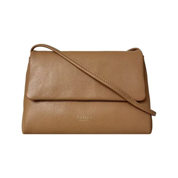 BELSAC Roberta Leather Clutch - Beige/black