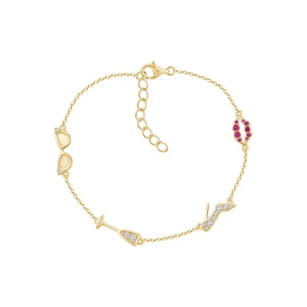 DIAMONBLISS Marilyn Monroe Motif Station Bracelet - Gold