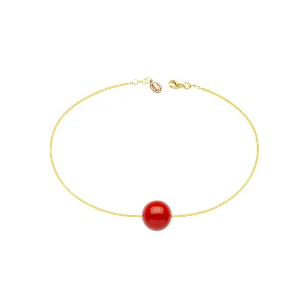 UNALOE Coral Sphere Venetian Chain Bracelet - Gold/red