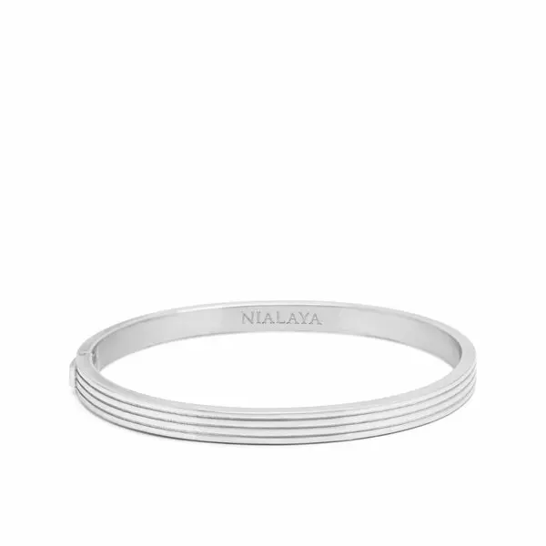 NIALAYA JEWELRY Stainless Steel Gentleman Bangle - Silver