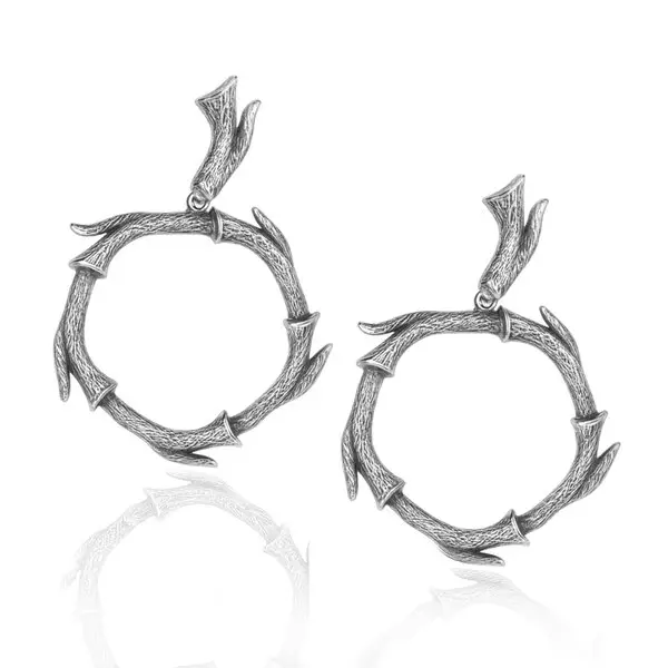 UNALOE Sterling Thorn Hoop Drop Earrings - Silver