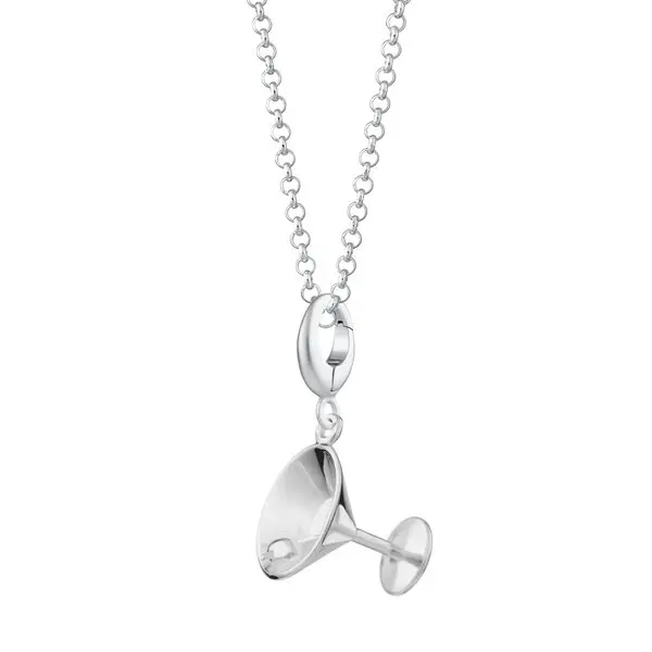 LILY CHARMED Sterling Cocktail Glass Charm Necklace - Silver