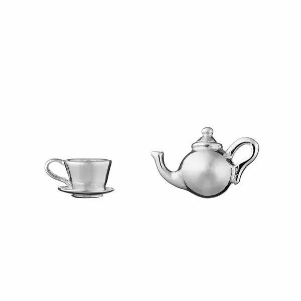 LILY CHARMED Sterling Teapot & Teacup Stud Earrings - Silver