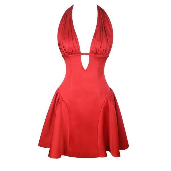 MISS CIRCLE NEW YORK Peyton Plunging Halter Keyhole Mini Dress
