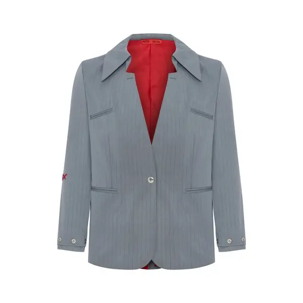 PCFG Striped Fitted Blazer - Grey