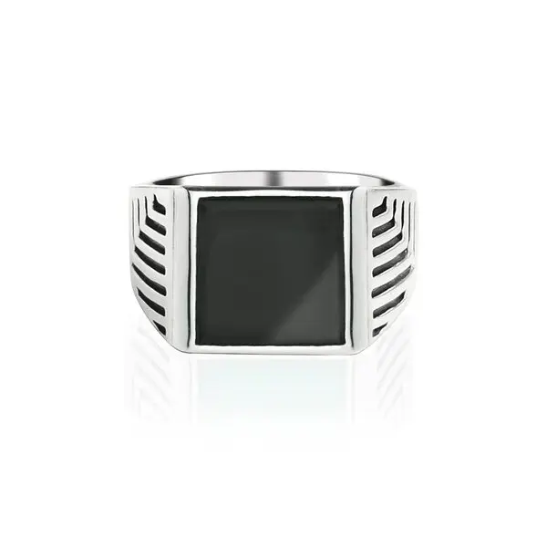 CHARLOTTE'S WEB JEWELLERY Sacred Universe Silver Signet Ring - Black/silver
