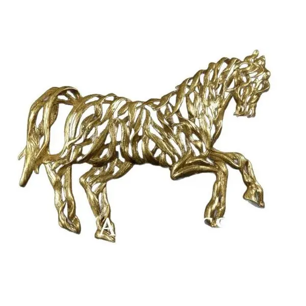 WJY STUDIO LONDON Equestrian Style Horse Brooch - Gold