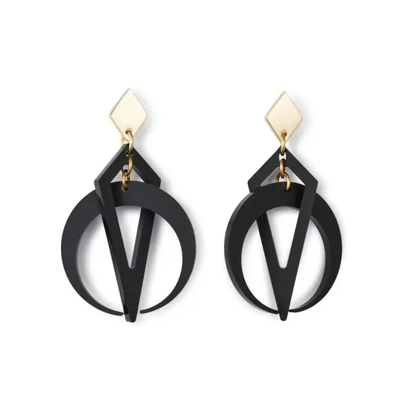 TOOLALLY Petite Crescent Hoop Earrings - Black