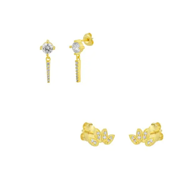 SPERO LONDON Sterling Silver Flower Stud And Spike Drop Earrings - Gold