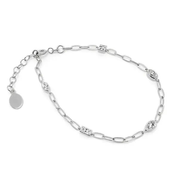 CLEMENCE WREN Asymmetric Gemstone Bracelet - Silver