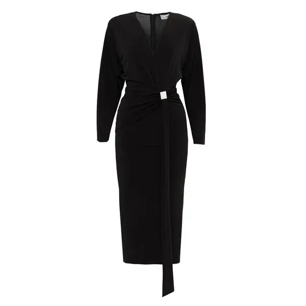 NISSA Crystal-detail Jersey Midi Dress
