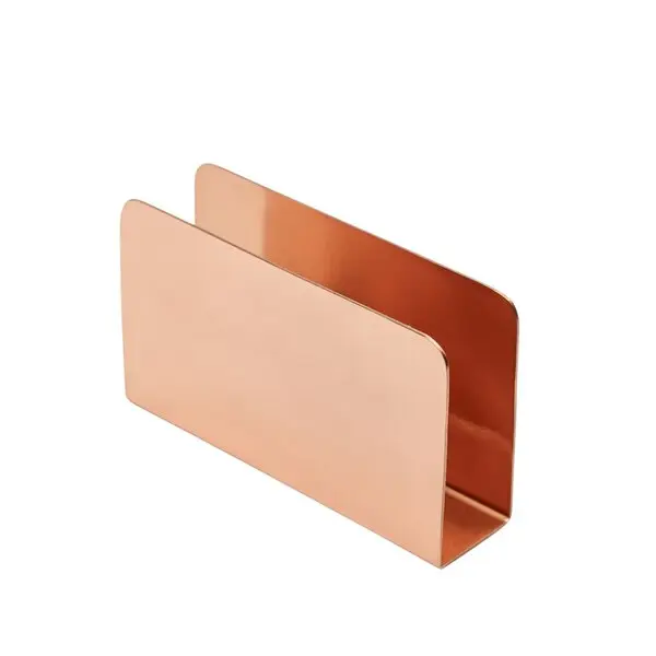 ANATOLIACRAFT Solid Copper Napkin Holder – Handcrafted Modern Tabletop Accent - Rose Gold