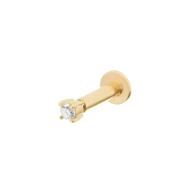 ZOHREH 9k Diamond Solitaire Flat Back Stud - Gold