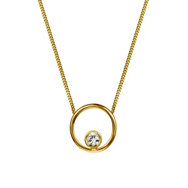 LEE RENEE Halo White Sapphire Pendant Necklace - Gold