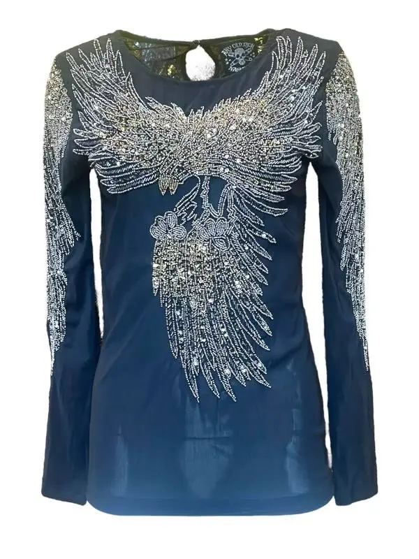 ANY OLD IRON Beaded Eagle Sheer Shirt