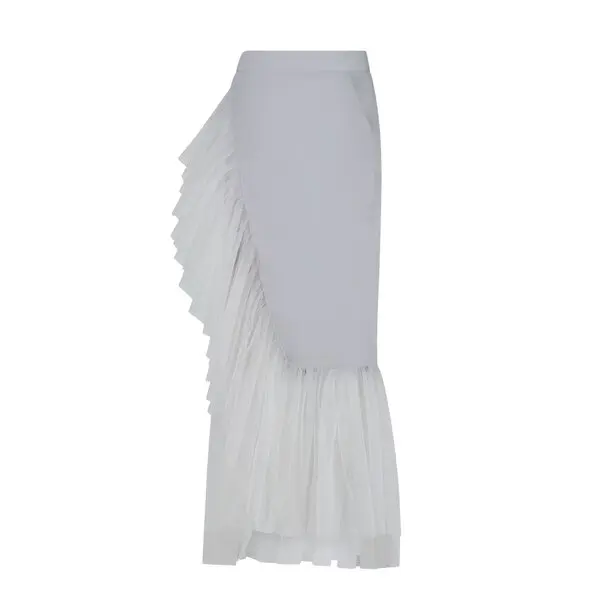 HELENE GALWAS Bertare Tulle Flounce Wrap Skirt - Grey/silver