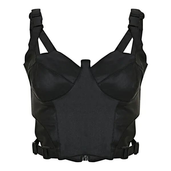 GOC DENIM Structured Cut-out Corset Top - Black