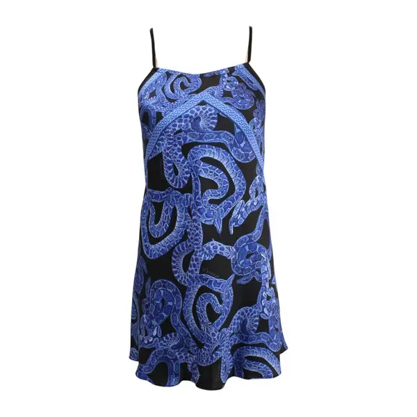 MONZLAPUR NEW YORK Silk Serpent Mini Dress - Blue