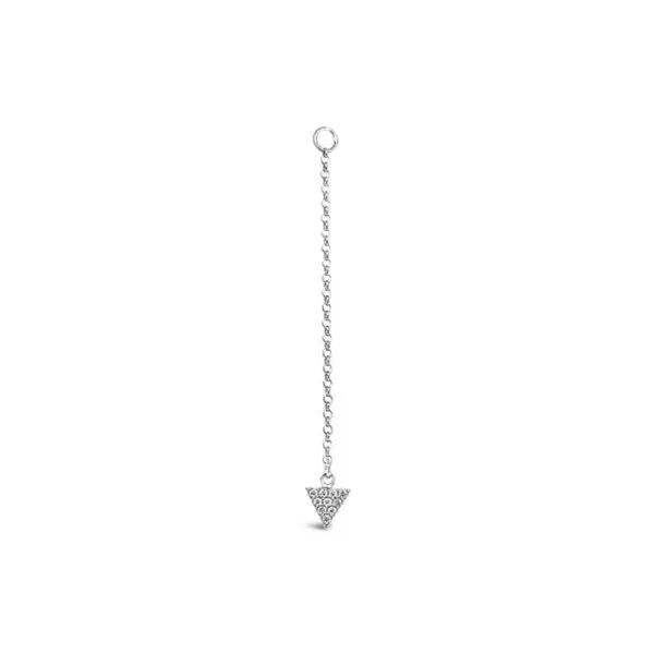LUTIRO Triangle Cz Charm Single Earring With Chain